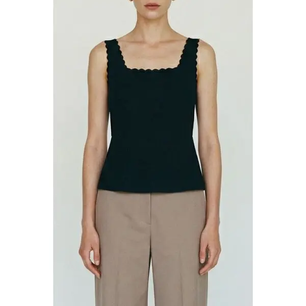 Vero Moda Julietta Scallop Trim Peplum Top - Black