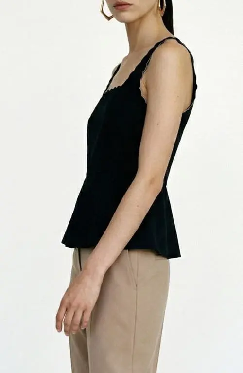 Vero Moda Julietta Scallop Trim Peplum Top - Black