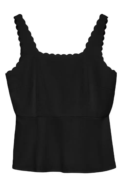 Vero Moda Julietta Scallop Trim Peplum Top - Black