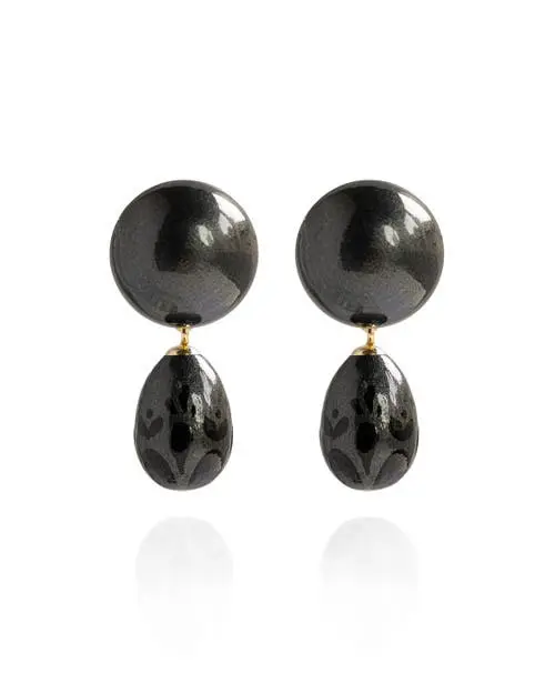 SAULE LABEL Calista Drop Earrings - Phantom Black