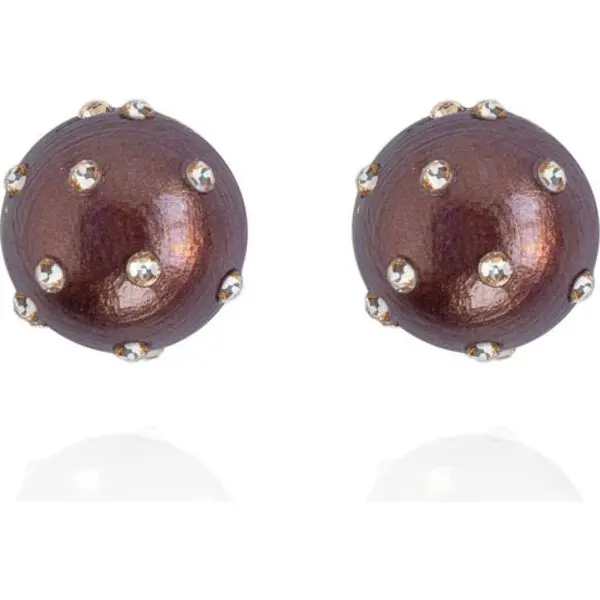 SAULE LABEL Gaia Jet Petite Earrings With Crystals - Chocolate Cherry