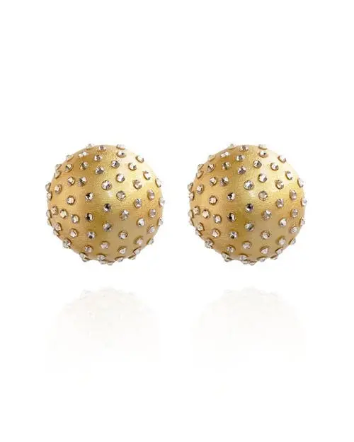 SAULE LABEL Gaia Jet Midi Stud Earrings - Gold Luxe