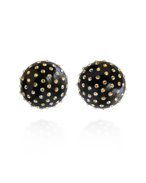 SAULE LABEL Gaia Jet Midi Stud Earrings - Gold Twilight