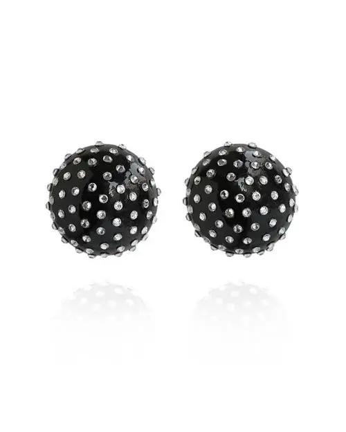 SAULE LABEL Gaia Jet Midi Stud Earrings - Silver Moonrise