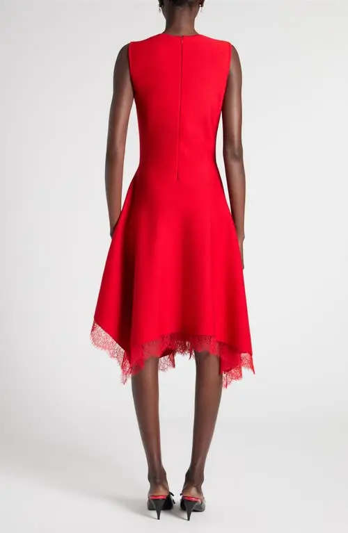 Alexander McQueen Lace Detail Asymmetric Dress - Flame