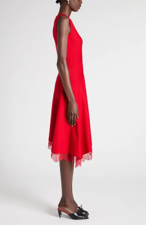 Alexander McQueen Lace Detail Asymmetric Dress - Flame