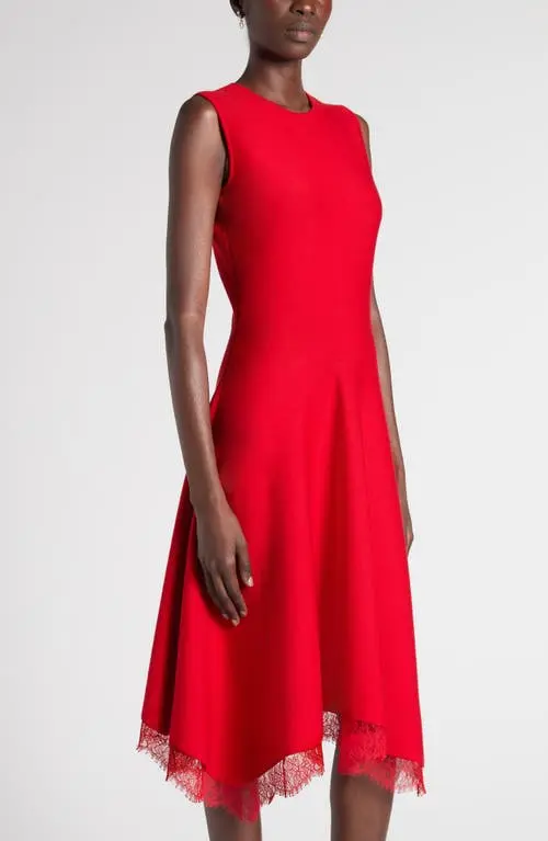Alexander McQueen Lace Detail Asymmetric Dress - Flame