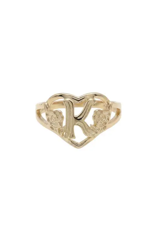 THE M JEWELERS Cutout Flower Heart Letter Ring - Gold K