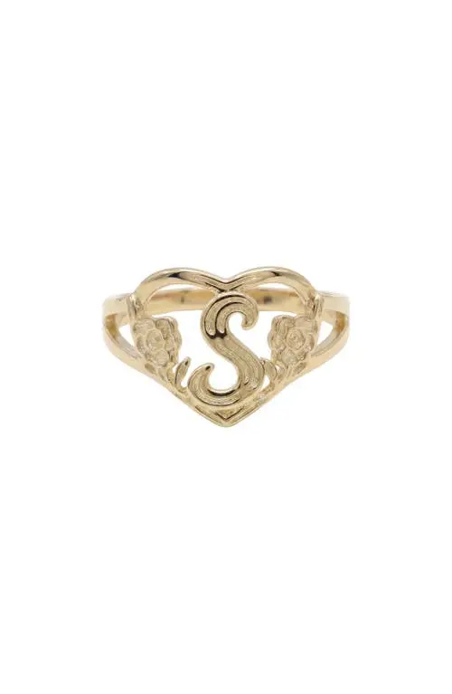 THE M JEWELERS Cutout Flower Heart Letter Ring - Gold S