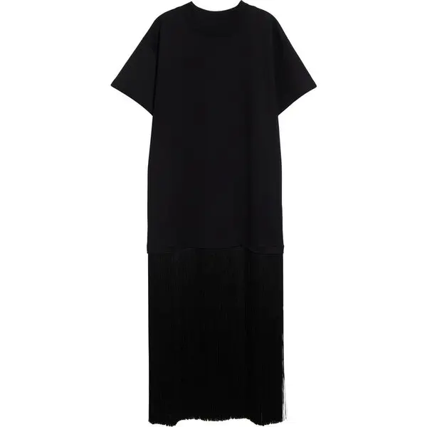 Alaïa Fringed Cotton T-shirt - Noir