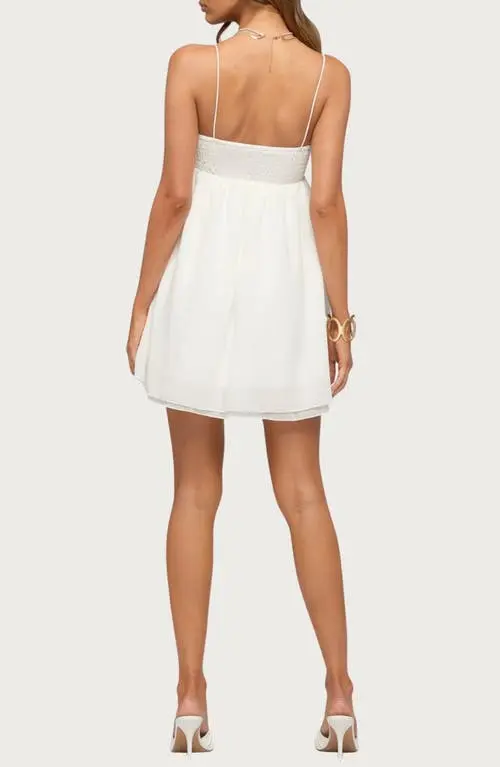 EDIKTED Ariellah Chiffon Babydoll Minidress - White