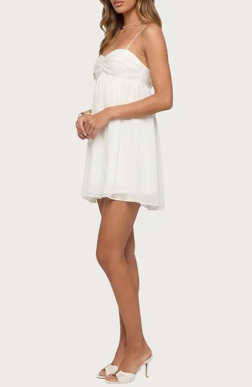 EDIKTED Ariellah Chiffon Babydoll Minidress - White
