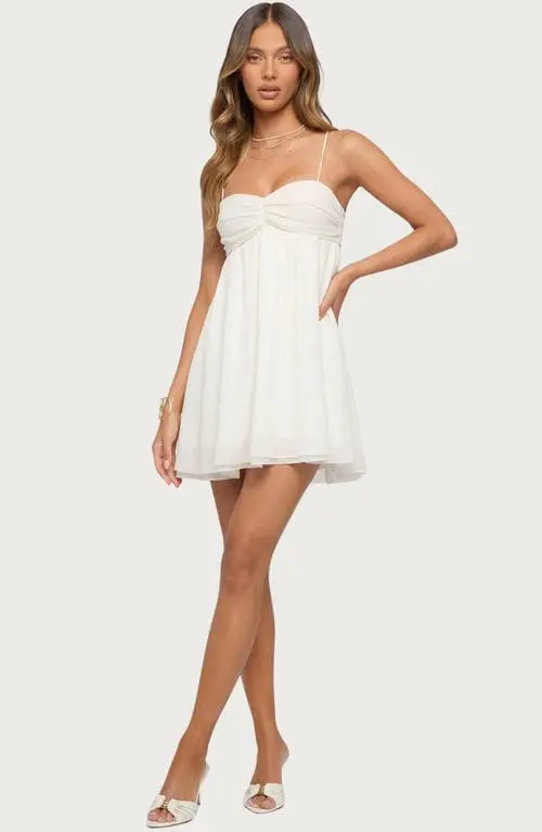 EDIKTED Ariellah Chiffon Babydoll Minidress - White