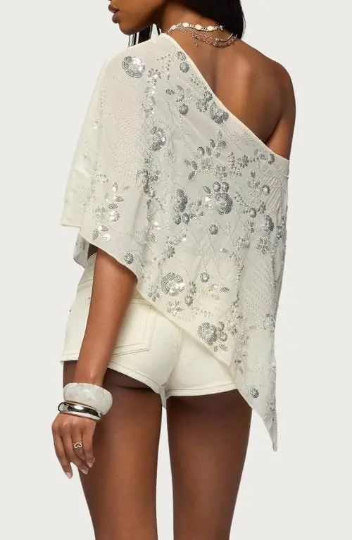 EDIKTED Sequin Beaded Poncho