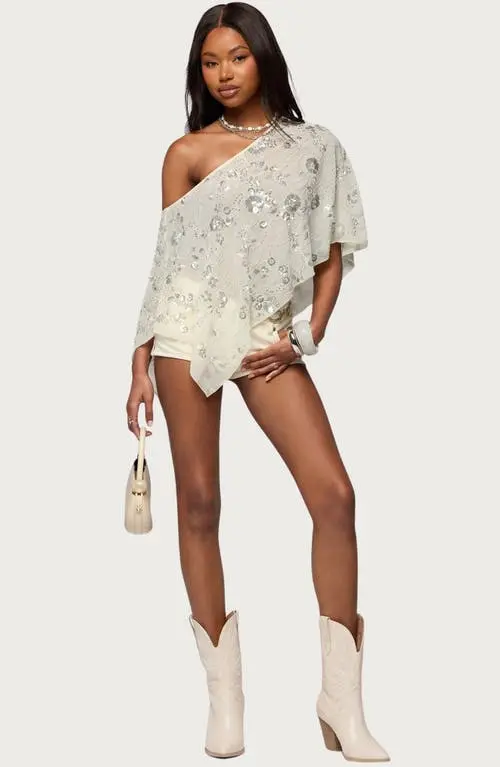 EDIKTED Sequin Beaded Poncho