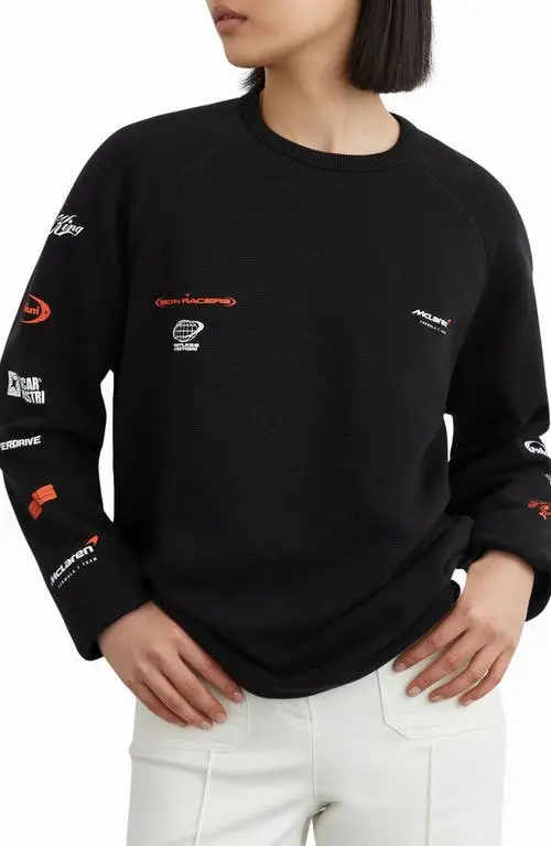 REISS Kruz Thermal Graphic Long Sleeve T-shirt - Black