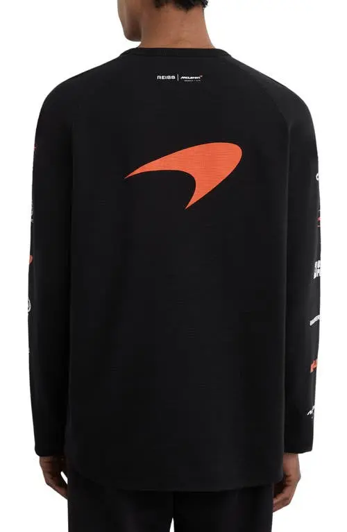 REISS Kruz Thermal Graphic Long Sleeve T-shirt - Black