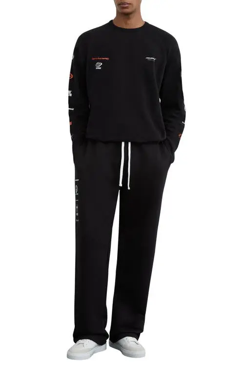 REISS Kruz Thermal Graphic Long Sleeve T-shirt - Black