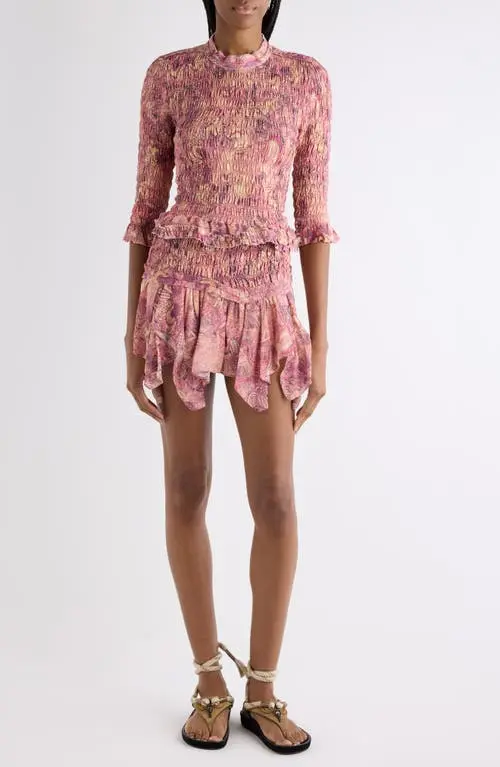 Isabel Marant Étoile Carola Smocked Silk Georgette Top