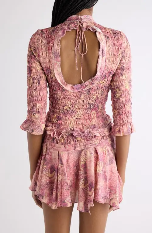 Isabel Marant Étoile Carola Smocked Silk Georgette Top
