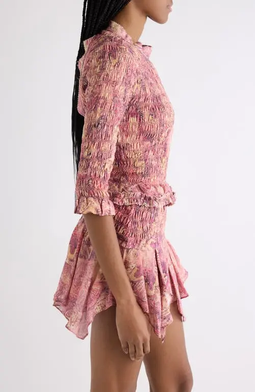 Isabel Marant Étoile Carola Smocked Silk Georgette Top