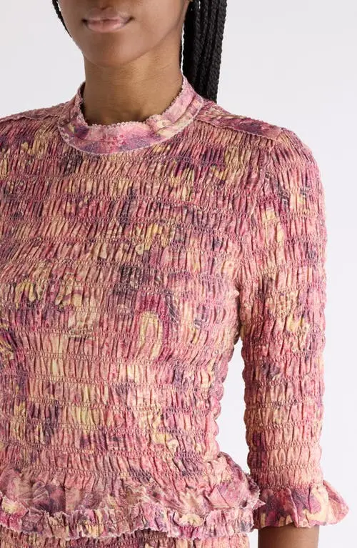 Isabel Marant Étoile Carola Smocked Silk Georgette Top