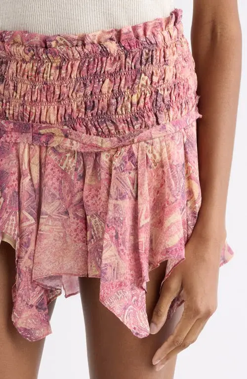 Isabel Marant Ceiva Smocked Waist Printed Miniskirt