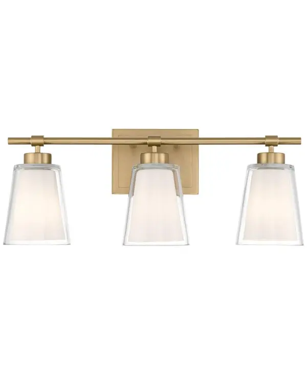 REGENCY HILL Abigail 21" Wide Soft Opal Glass 3-light Bath Light - Gold