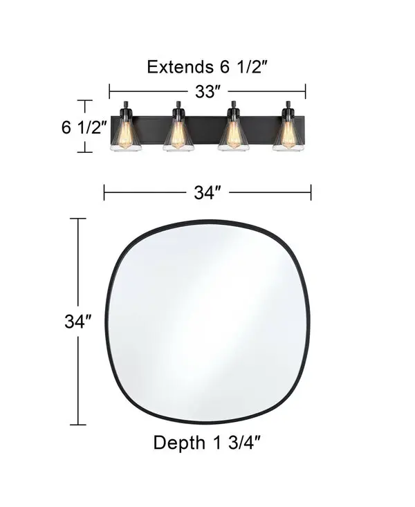 POSSINI EURO DESIGN Bath Kit: Possini Euro Cindy Bath Light With Uttermost Webster Wall Mirror