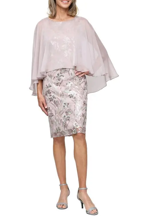 SL FASHIONS Sequin Chiffon Cocktail Dress