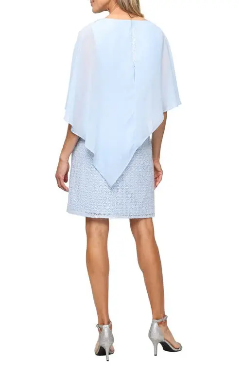 SL FASHIONS Sequin Cocktail Dress With Cape Overlay