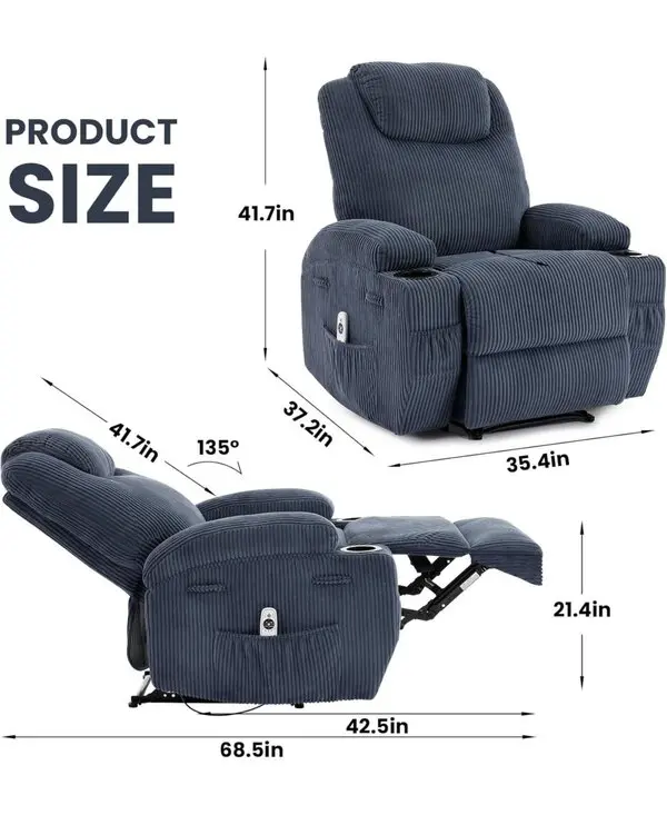 GAOMON Rocking Recliner Chair With Vibration Massage