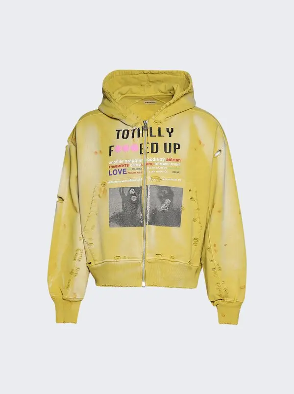 ASTRUM Zip-up Graphic Distressed Hoodie
