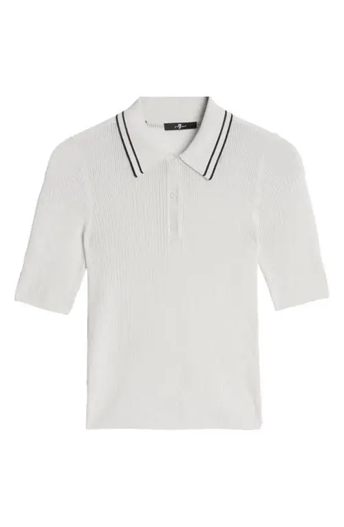 7 For All Mankind Piped Rib Polo Sweater - White