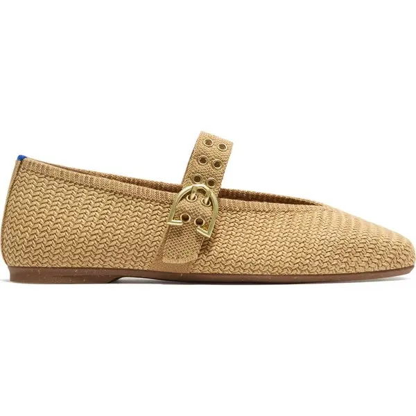 Rothy's The Max Buckle Mary Jane Flat - Tan Woven