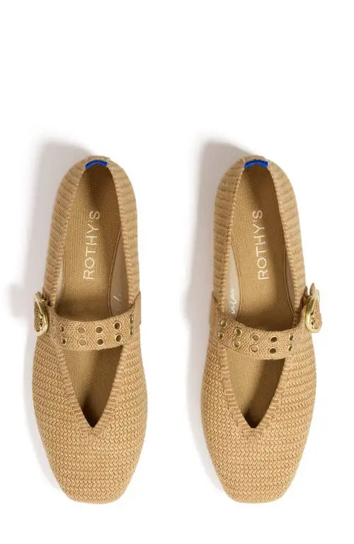Rothy's The Max Buckle Mary Jane Flat - Tan Woven