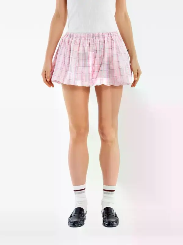 VICOLO Check-pattern Bubble-hem Shorts