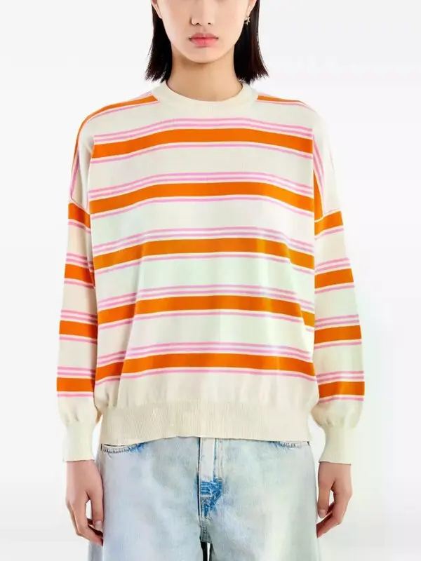 VICOLO Striped Drop-shoulder Sweater