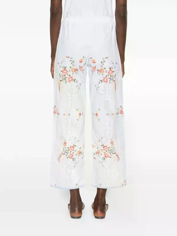 RELAX RE-LUX Floral-embroidered Trousers
