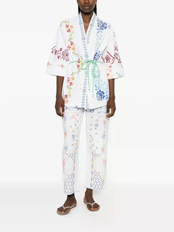 RELAX RE-LUX Brione Floral-embroidered Kimono