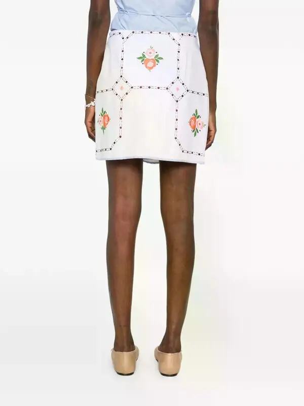 RELAX RE-LUX Nago Floral-embroidered Mini Skirt