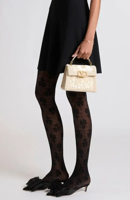 Valentino Garavani Mini V Sling Embroidered Moiré Top Handle Bag