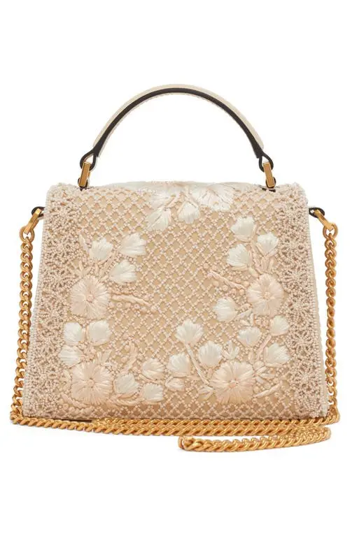 Valentino Garavani Mini V Sling Embroidered Moiré Top Handle Bag