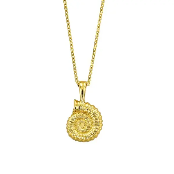 DAINTY LONDON Ammonite Fossil Pendant Necklace - Gold