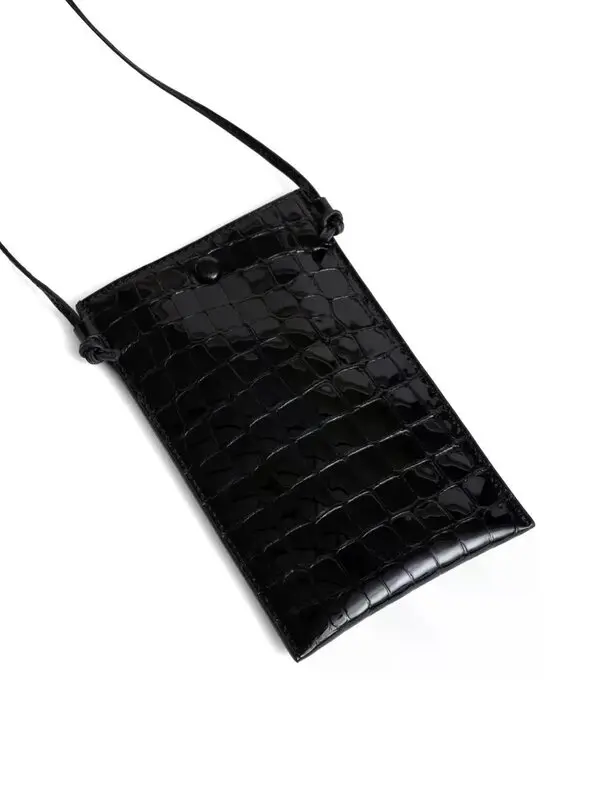 YU MEI Luci Crocodile-embossed Crossbody Bag - Black
