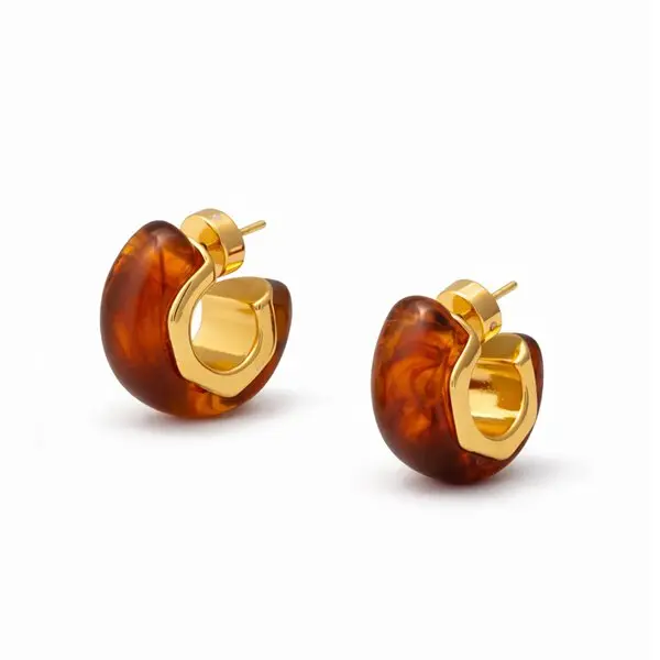 HYE JANE JEWELRY Rae Tortoise Resin Hoop Earrings - Brown/gold