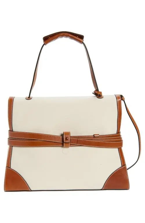 Moschino Medium Tie Me Canvas & Leather Shoulder Bag - Natural/hide