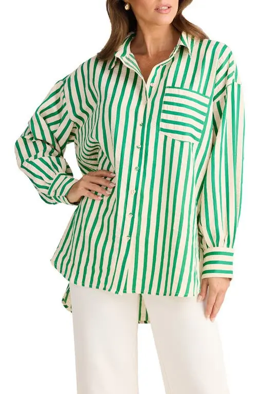 BRAVE+TRUE Ezra Patch Pocket Striped Shirt - Jade Stripe