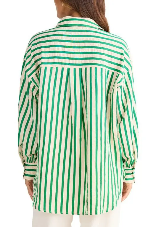 BRAVE+TRUE Ezra Patch Pocket Striped Shirt - Jade Stripe