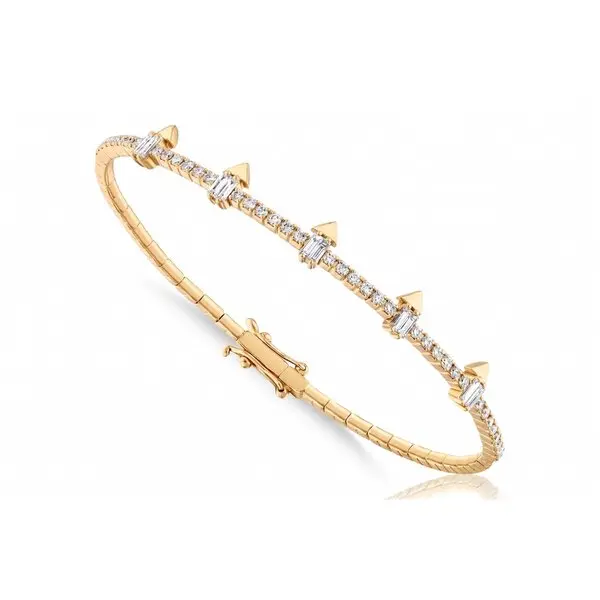 REIS JEWELLERY Arrow Bangle Yellow With Diamonds - Gold